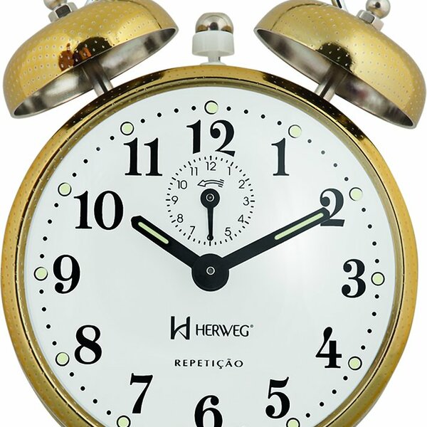 Relógio Despertador Mecânico De Metal A Cordas Dourado Herweg 2370-208 ...