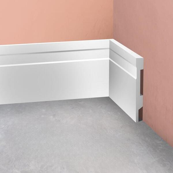 Rodapé Poliestireno 15cm Frisado Branco 2m Rm Decor | Leroy Merlin