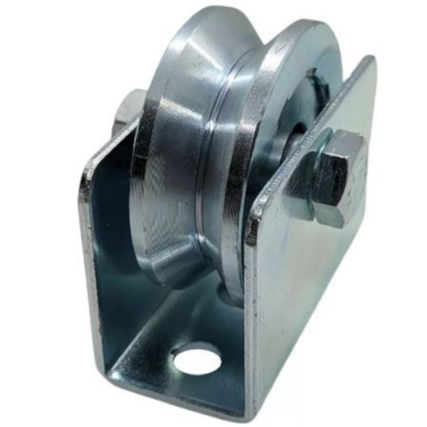 Roldana Em Aço 4" Canal (v) Com Suporte E Rolamento Porta Portao Ferro ...
