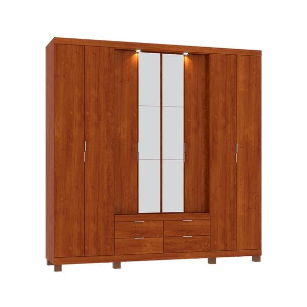 Roupeiro Casal 8 Portas 4 Gavetas Com Led E Espelho Floripa – Ipê ...