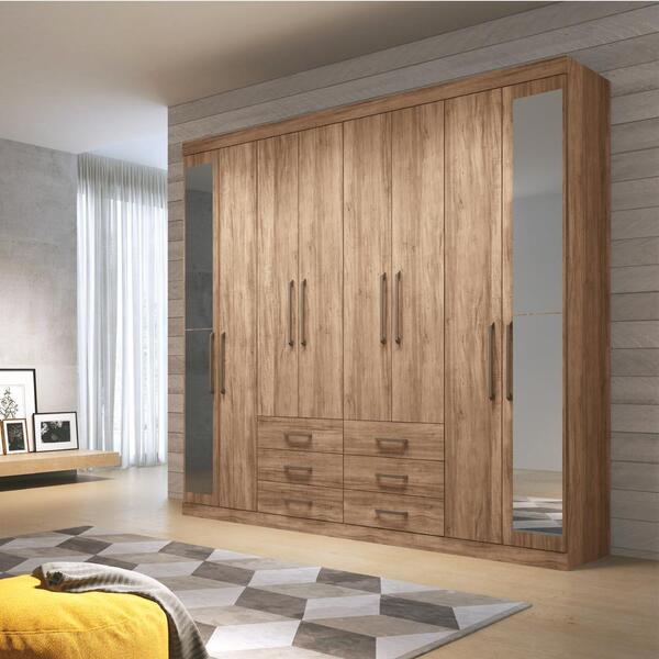 Roupeiro Casal 8 Portas Com Espelho Jade Atacama | Leroy Merlin