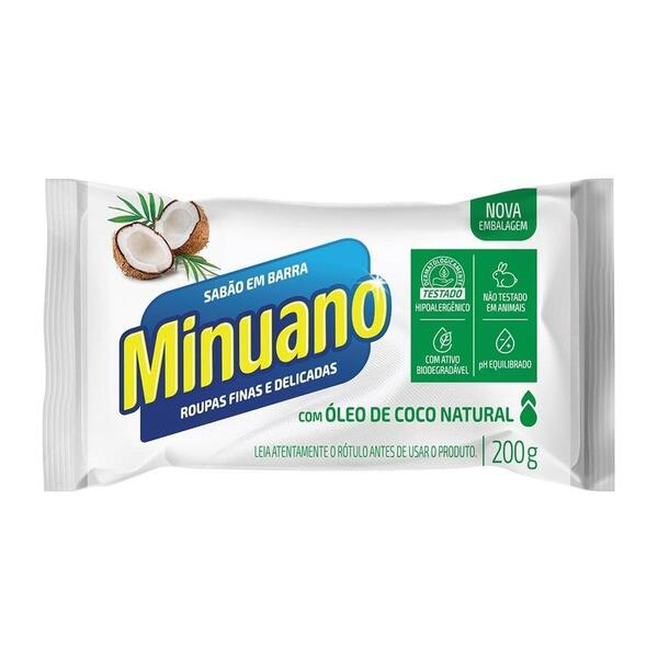 Sabão Em Barra Minuano Coco Unitário 200g - Embalagem Com 24 Unidades ...