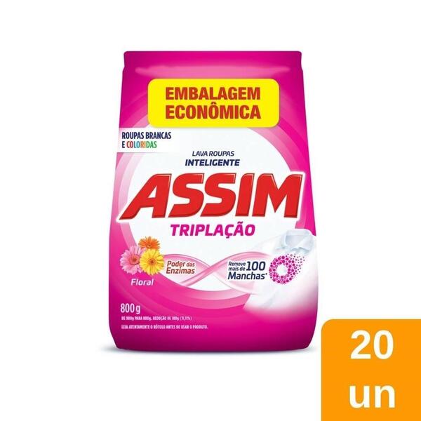 Sabão Em Pó Assim Triplação Floral 800g - Embalagem Com 20 Unidades ...