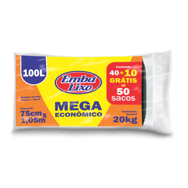 Saco de Lixo 100L Mega Economico 50 Sacos Embalixo | Leroy Merlin