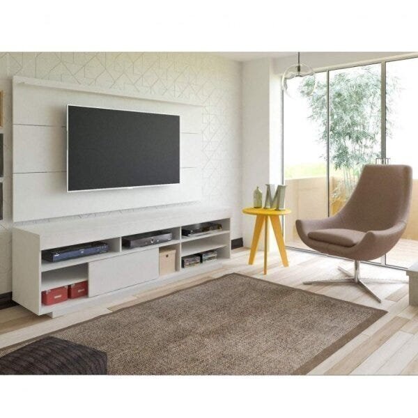 Sala De Estar Completa Com Rack, Painel E Mesa De Apoio Toronto ...