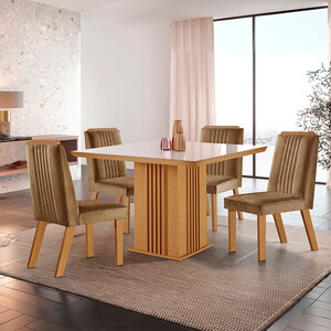 Sala De Jantar Belize Mesa 4 Cadeiras 90cmx90cm L J Móveis | Leroy Merlin