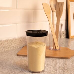 Farinheira Porta Condimentos 500ml Uz Com Tampa De Dupla Abertura Preta ...