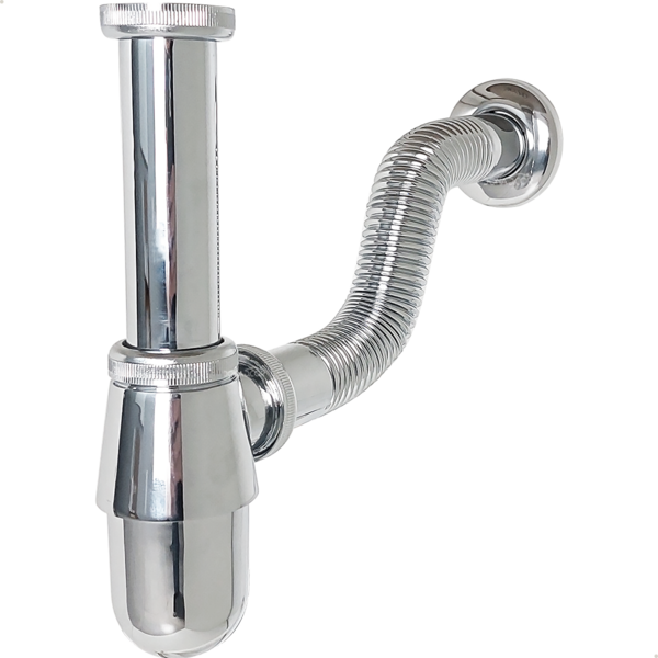 Sifão Copo Flexível Cromado 7/8 Metal Para Pia Suspensa Com Tubo ...