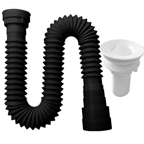 Sifão Sanfonado Multiuso 72cm Preto Com Valvula | Leroy Merlin