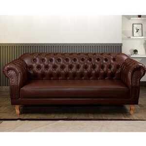 Sofá Couro Sintético 3 Lugares Chesterfield Jared Yescasa Marrom ...