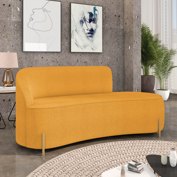 Sofá 3 Lugares Orgânico 180cm Morgan Pé Aço Dourado Bouclê D03 - D ...