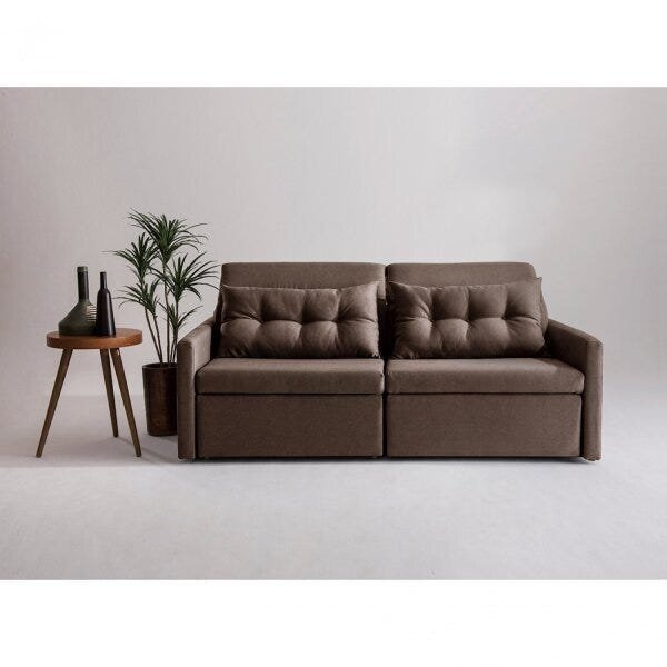 Sofa 3 Lugares Retratil E Reclinavel 196cm Veludo Dimas Marrom Marrom ...