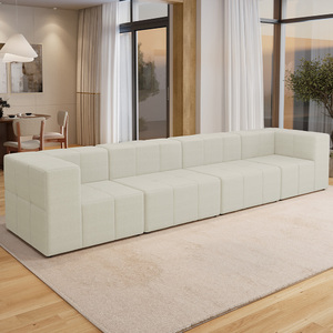 Sofá 4 Lugares Para Sala Living Modular 352cm Lancaster F04 Linho Cru ...