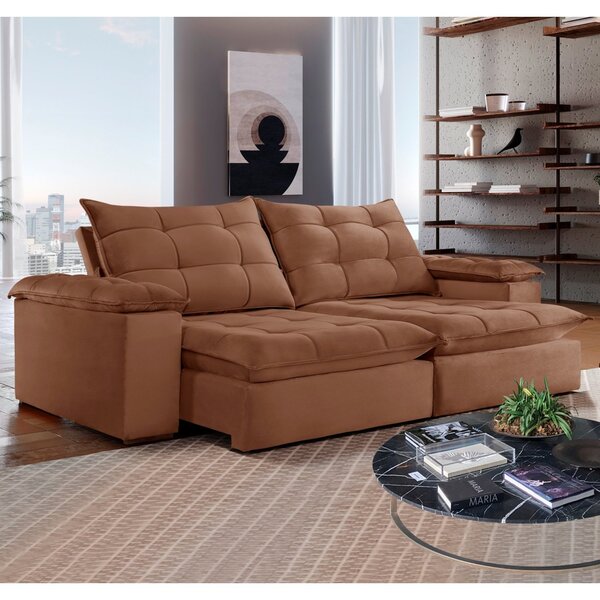 Sofá 4 Lugares Retrátil E Reclinável 250cm Espanha Celflex Ferrugem ...