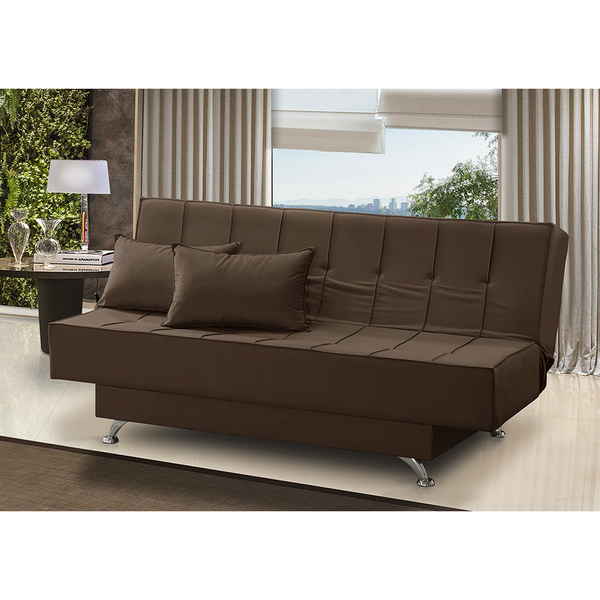 Sofá Cama 1,80m 3 Lugares Barbara Suede Marrom Adonai Estofados | Leroy ...