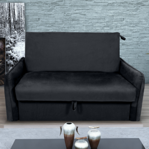 Sofá Cama 2 Lugares Com Baú Swords Veludo Inca Preto | Leroy Merlin