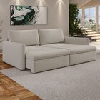 Sofá Cama Retrátil 220 Cm 03 Lugares Resplendor Boucle Bege | Leroy Merlin