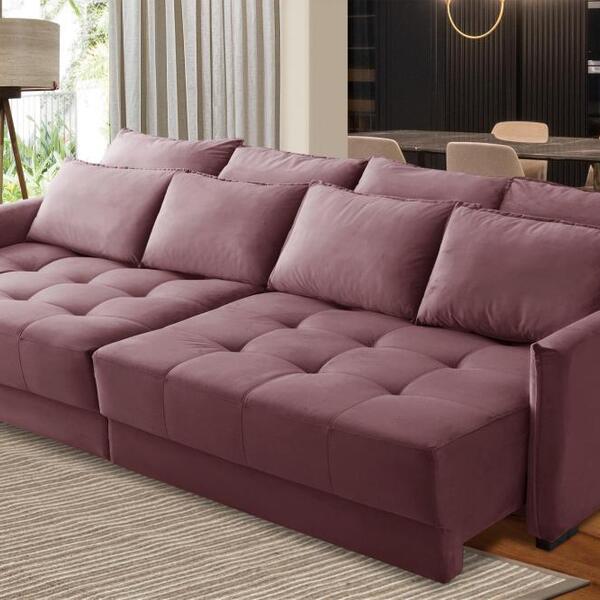 Sofá Cama Retrátil E Reclinável 2,50m Com Molas Cairo Veludo Mirra Decor | Leroy Merlin