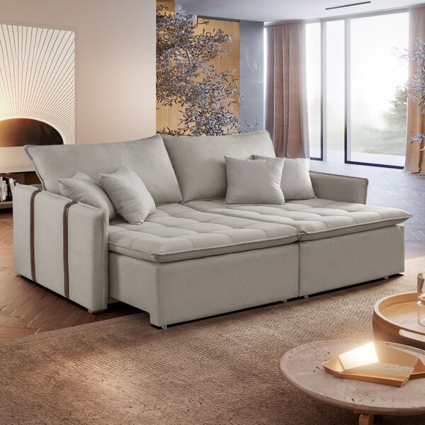 Sofá Cama Retratil E Reclinavel 220cm Detroid Yescasa Linho Gelo ...