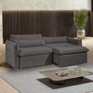 Sofá Cama Retrátil E Reclinável Veludo Cinza Aurora 200cm Cinza | Leroy ...