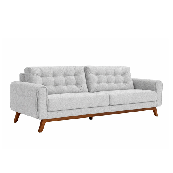 Sofá Clean 3 Lugares 230cm Bouclé Cinza - Sallar Home | Leroy Merlin