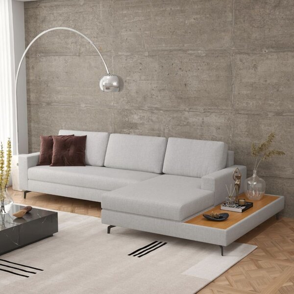 Sofá Em Linho 292cm Chaise Direito E Deck Loft Cinza | Leroy Merlin