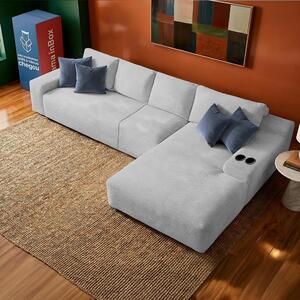 Sofá Evo 3,40m Molas Ensacadas com Chaise Lounge Direita Velourê Cinza ...