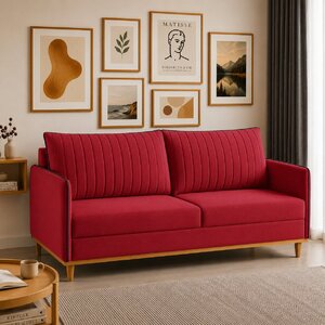 Sofá Fixo 2 Lugares Living Persa Veludo Vermelho Vermelho | Leroy Merlin