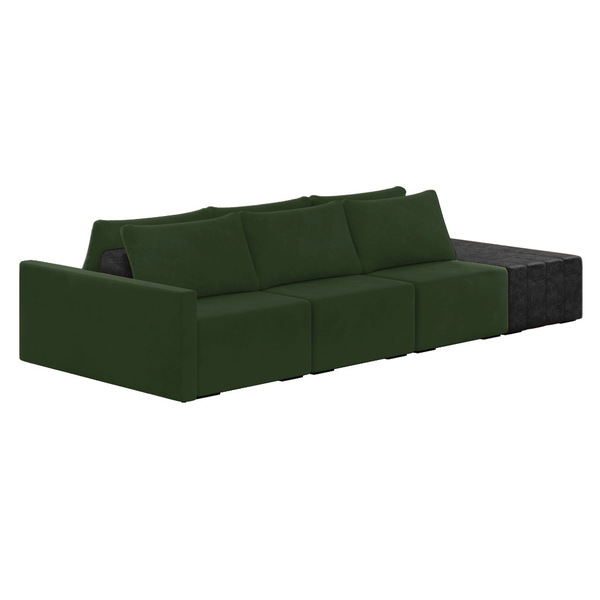 Sofá Ilha 3 Lugares Living 372cm Modulado Sala Lary Veludo Verde/pu Pto ...