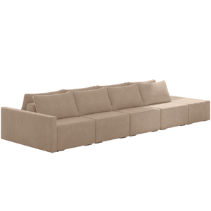 Sofá Ilha Modular Para Sala 392cm Com Puff Dublin K01 Veludo Bege ...
