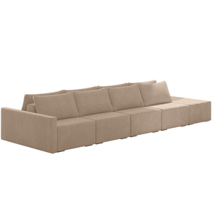 Sofá Ilha Modular Para Sala 392cm Com Puff Dublin K01 Veludo Bege ...