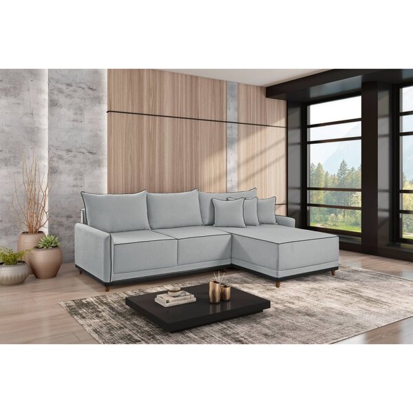 Sofá Linho 3 Lugares 264cm Com Chaise Lado Direito Barra Branco Gelo ...