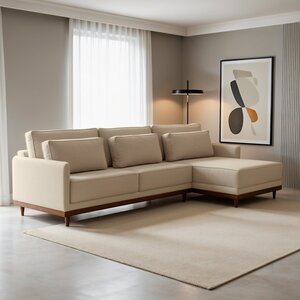 Sofá Living 260cm Chaise Lado Direito Artheus Linho Bege | Leroy Merlin