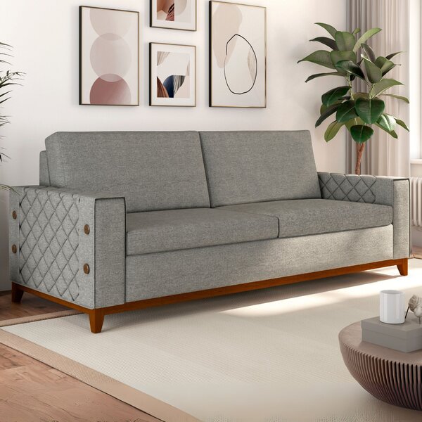 Sofá Living Vintage 3 Lugares 225cm Em Linho Áspen Cinza Cinza | Leroy ...