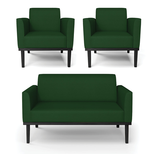 Sofá Namoradeira Com 2 Poltronas Base De Madeira Fixa Preto Marisa Veludo Luxo D03 - D'rossi ...