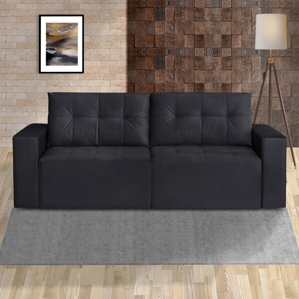 Sofá Retrátil 3 Lugares 200cm Astris Preto Preto | Leroy Merlin