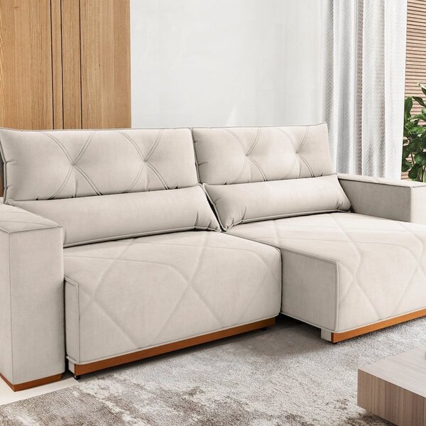 Sofa Retrátil E Reclinável 3 Lugares 2,30m Palace Bege Marfim Bege ...