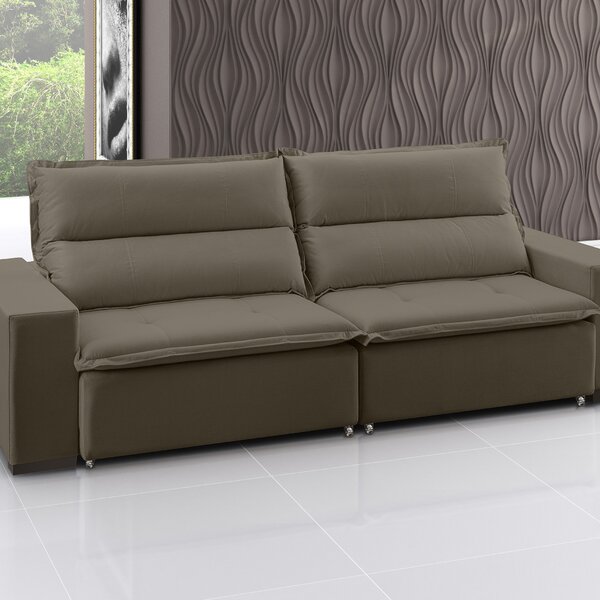 Sofá Retrátil E Reclinável 3 Lugares Veludo Supreme 220cm Marrom Marrom ...