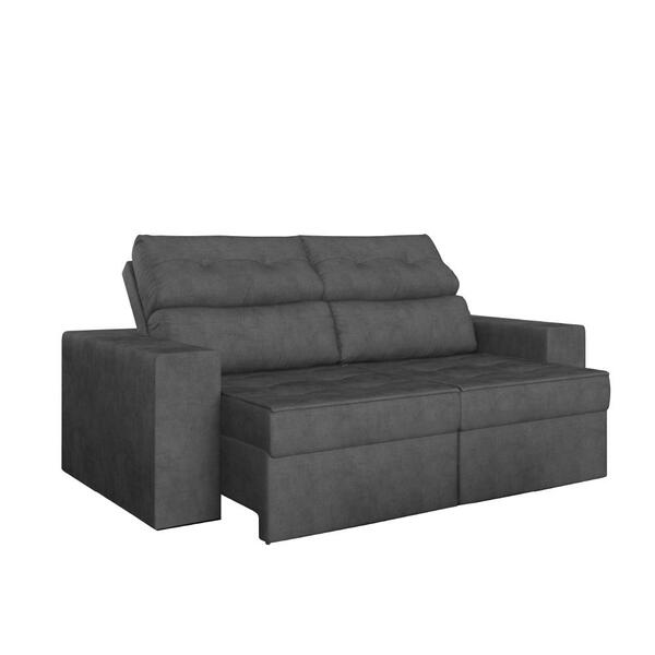 Sofá Retrátil E Reclinável Bipartido 2m 2 Lugares Cadilac Suede Cinza ...