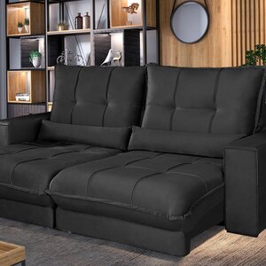 Sofá Retrátil E Reclinável Thor - Molas Ensacadas 250 Cm – Veludo Preto ...