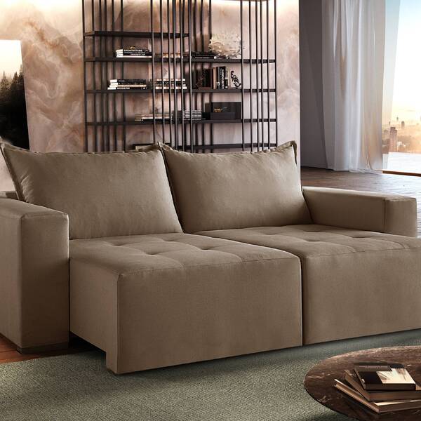 Sofá Retrátil Urano Bege 2.20cm Almofadas Soltas | Leroy Merlin