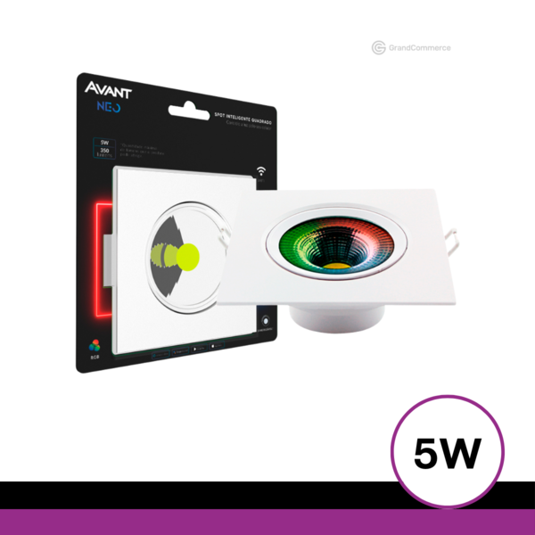 Luminaria Spot Neo Led Quadrado 5w Rgb Inteligente Smart Wifi | Leroy Merlin
