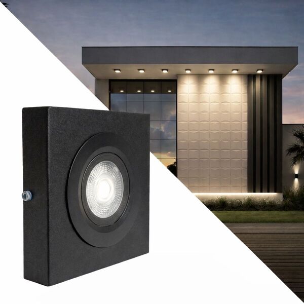 Spot Luminária Slim Sobrepor Teto Beiral Alumínio Led 7w Luz Neutra ...