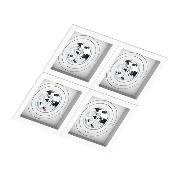 Spot Quadruplo Embutir Quadrado Recuado Branco Para Ar111 Gu10 | Leroy Merlin