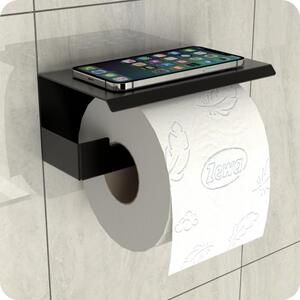 Suporte Papel Higiênico Adesivo Colar Na Parede Preto Elg | Leroy Merlin