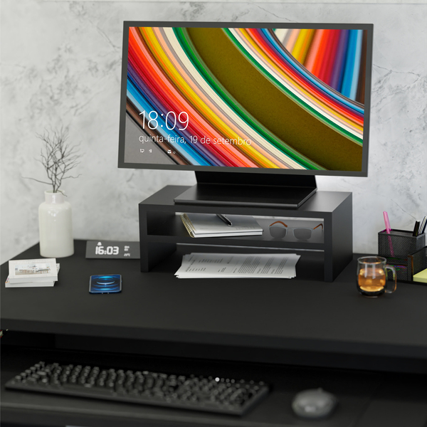 Suporte Para Monitor Notebook Elevado Com Prateleira 330x220 - Preto ...
