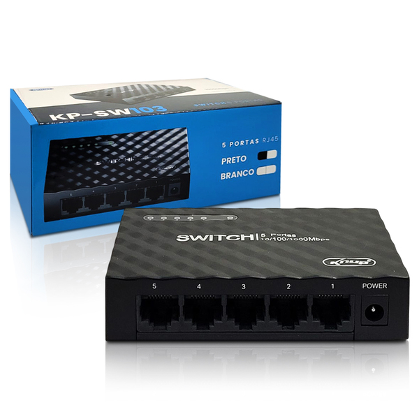 Switch 5 Portas 10/100/1000 Gigabit Mesa Kp-sw103 Knup | Leroy Merlin