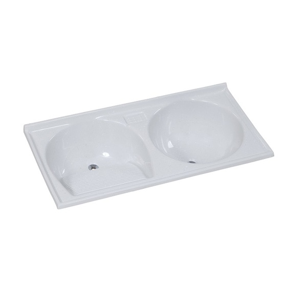 Tanque Duplo Mármore Sintético 100x51cm Branco Gelo Rorato | Leroy Merlin