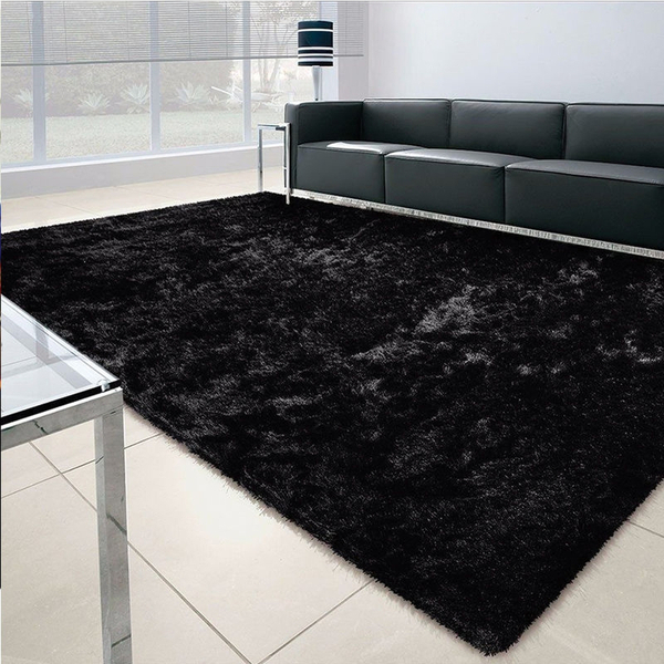 Tapete Apolo Prata Textil Retangular 140x200cm Preto Casen | Leroy Merlin