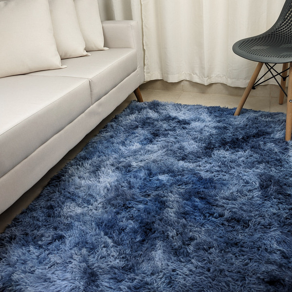 Tapete Para Sala Felpudo Peludo 2,00 X 1,40m Azul Mesclado | Leroy Merlin